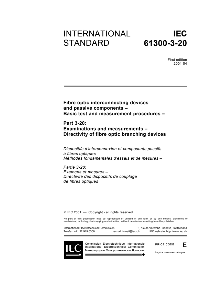 IEC 61300-3-20:2001 - Fibre optic interconnecting devices and passive ...