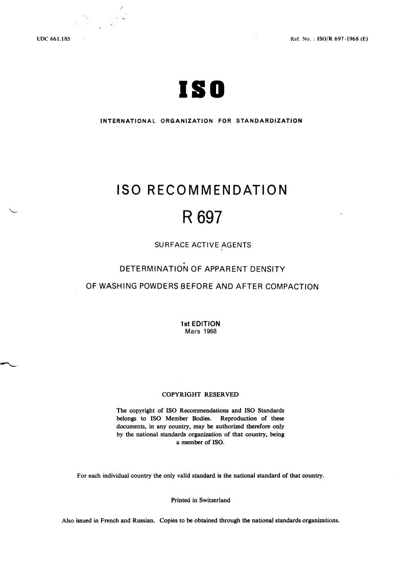 ISO/R 697:1968 - Title missing - Legacy paper document