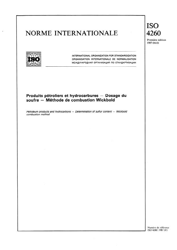 ISO 4260:1987 - Petroleum products and hydrocarbons — Determination of ...