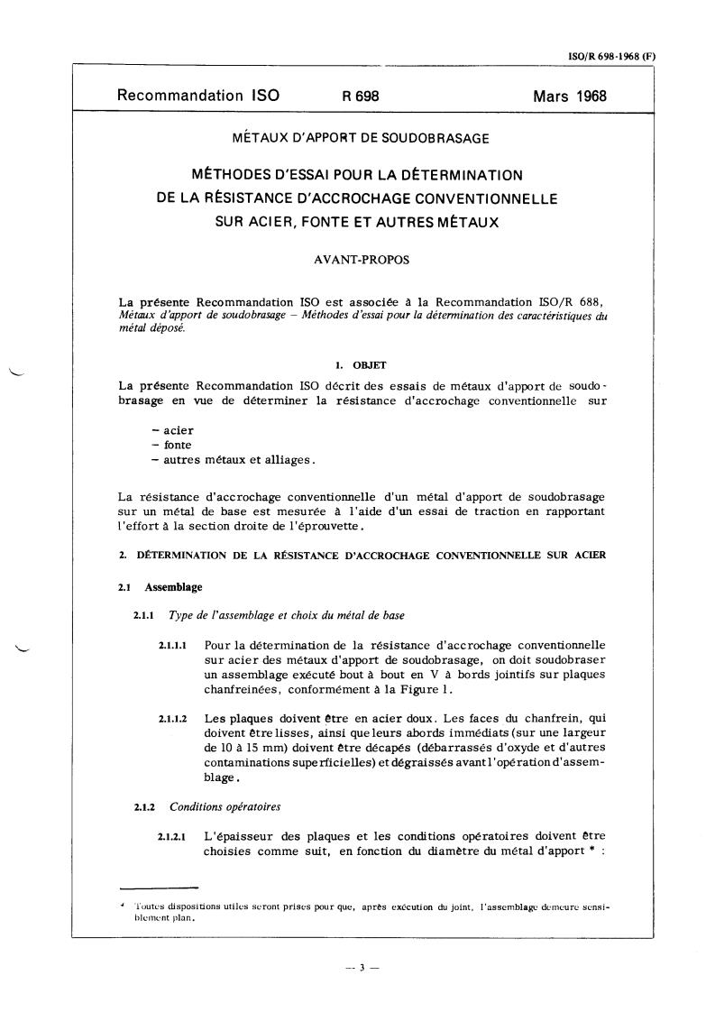 ISO/R 698:1968 - Title missing - Legacy paper document