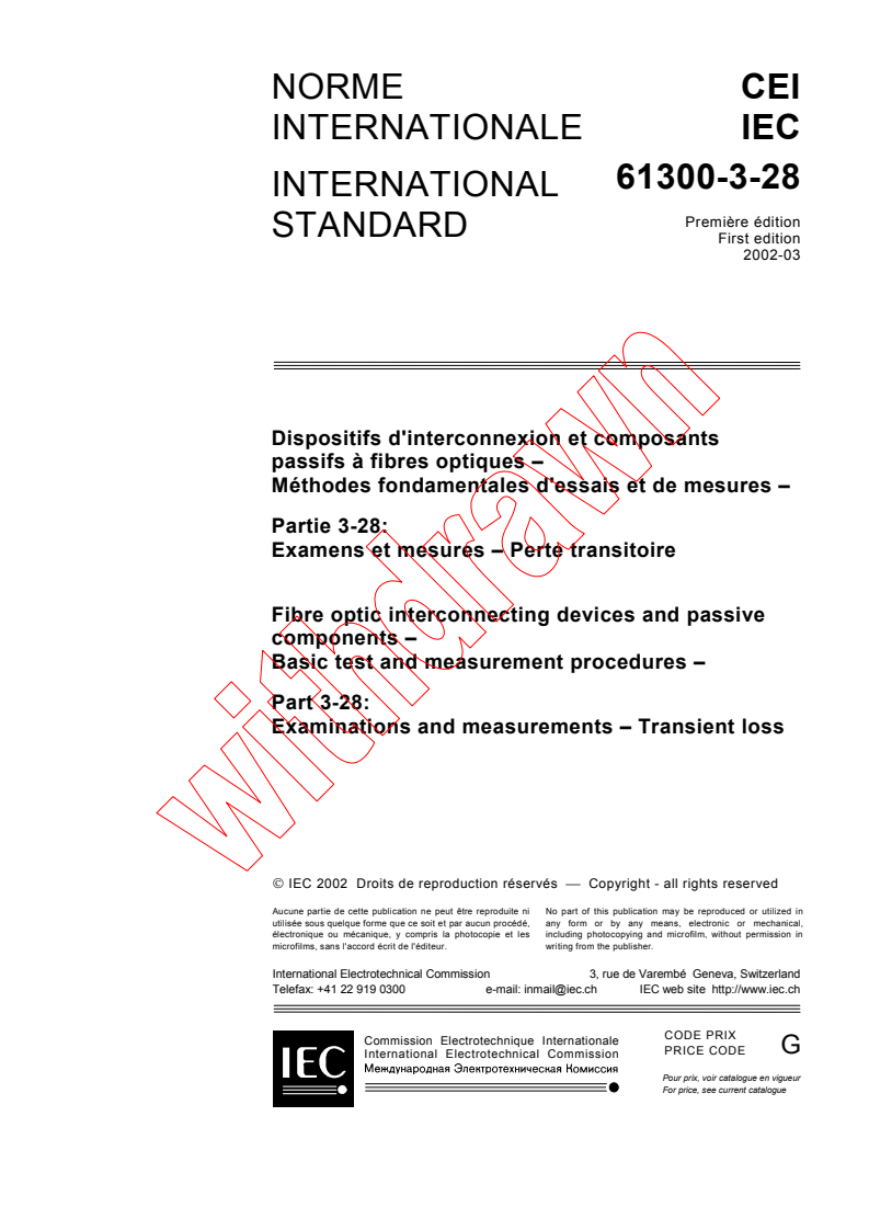 IEC 61300-3-28:2002 - Fibre optic interconnecting devices and passive ...