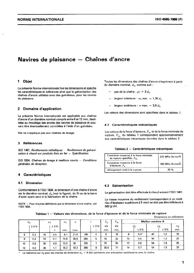ISO 4565:1986 - Small craft — Anchor chains