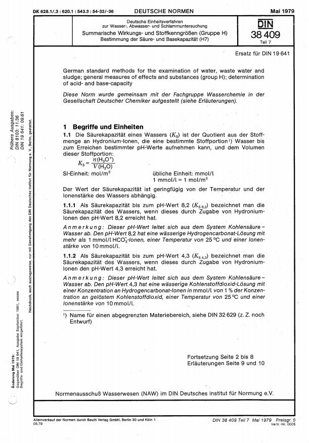 SIST DIN 38409-7:2000 - Nemške standardne metode za preiskavo vode, odpadne vode in usedlin - Skupni
