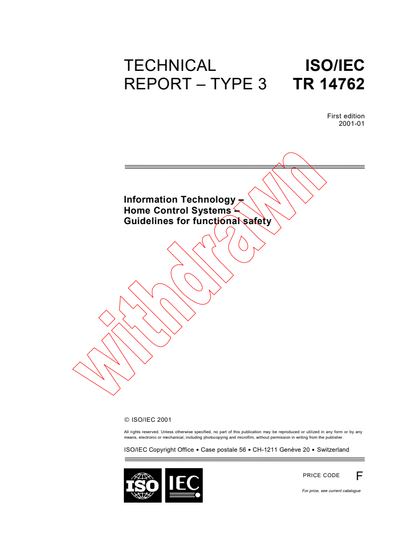 ISO/IEC TR 14762:2001 - Information technology - Home Control Systems - Guidelines for functional