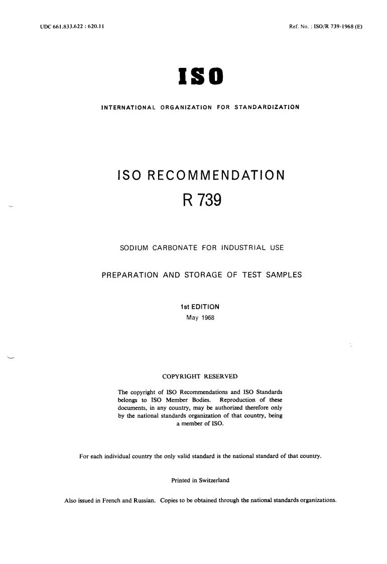 ISO/R 739:1968 - Title missing - Legacy paper document