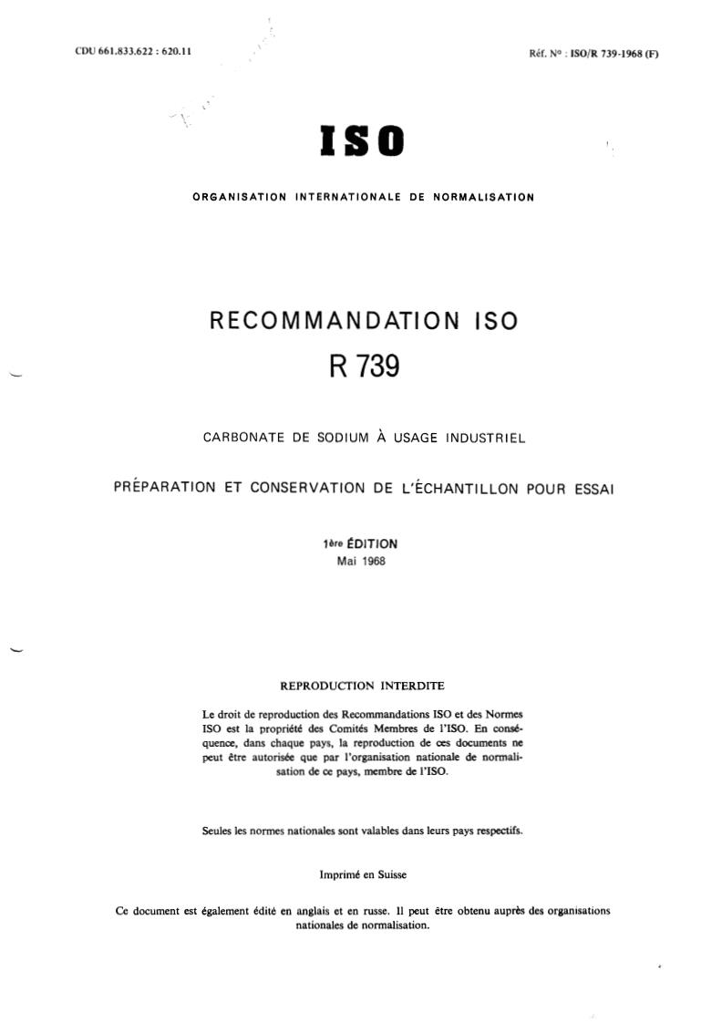ISO/R 739:1968 - Title missing - Legacy paper document