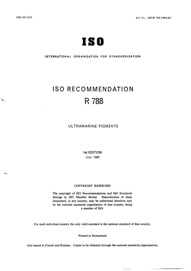 ISO/R 788:1968 - Title missing - Legacy paper document