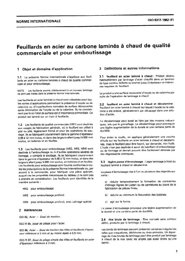 ISO 6317:1982 - Hot-rolled carbon steel strip of commercial and drawing qualities