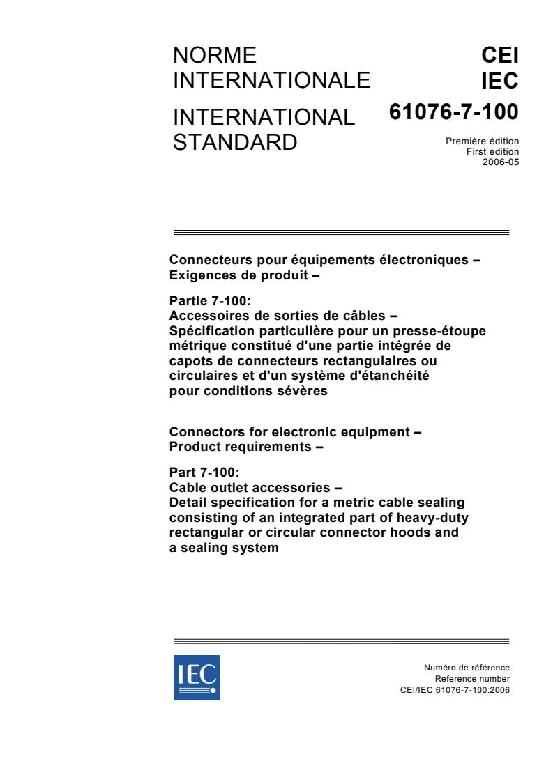 IEC 61076-7-100:2006 - Connectors for electronic equipment - Product ...
