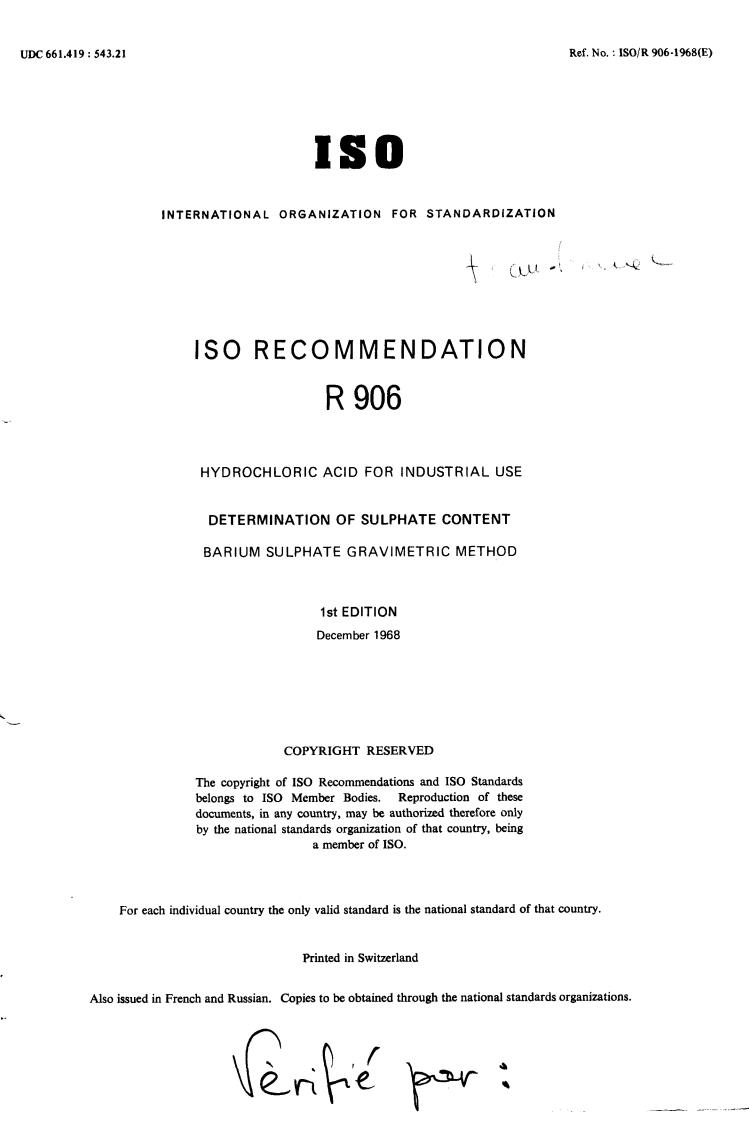 ISO/R 906:1968 - Title missing - Legacy paper document