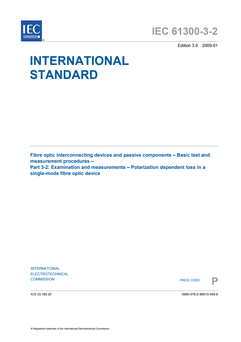 IEC 61300-3-2:2009 - Fibre optic interconnecting devices and passive ...