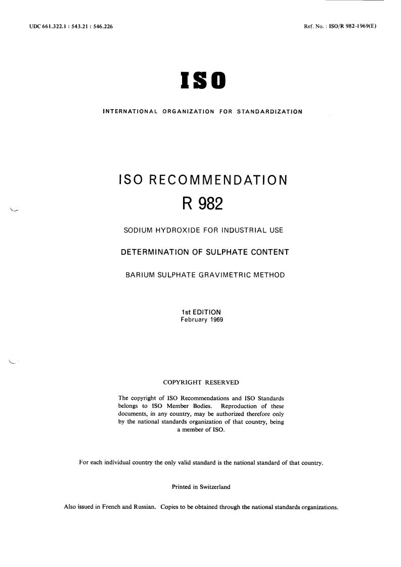 ISO/R 982:1969 - Title missing - Legacy paper document