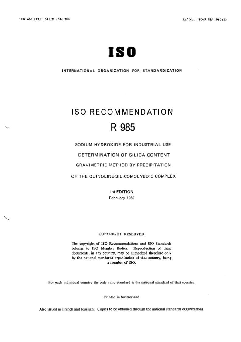 ISO/R 985:1969 - Title missing - Legacy paper document