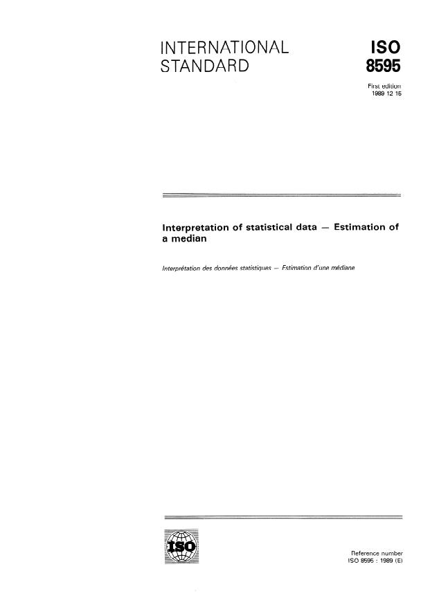 ISO 8595:1989 - Interpretation of statistical data — Estimation of a median