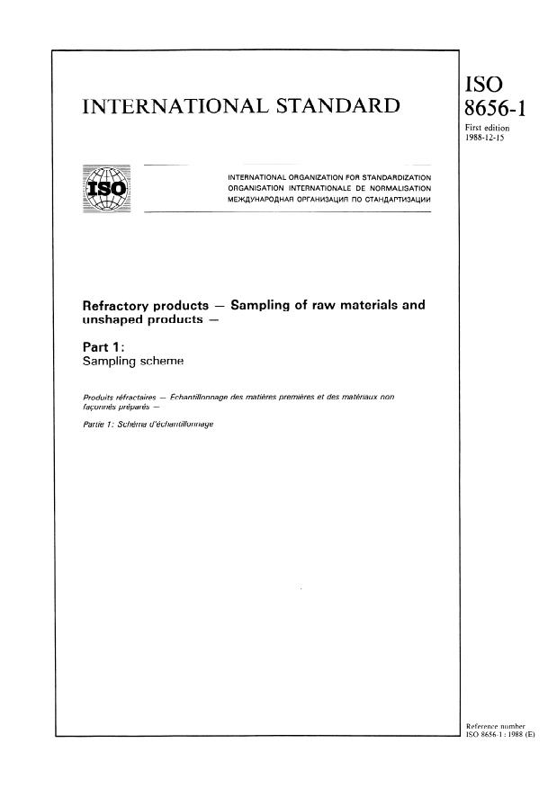 ISO 8656-1:1988 - Refractory products — Sampling of raw materials and ...
