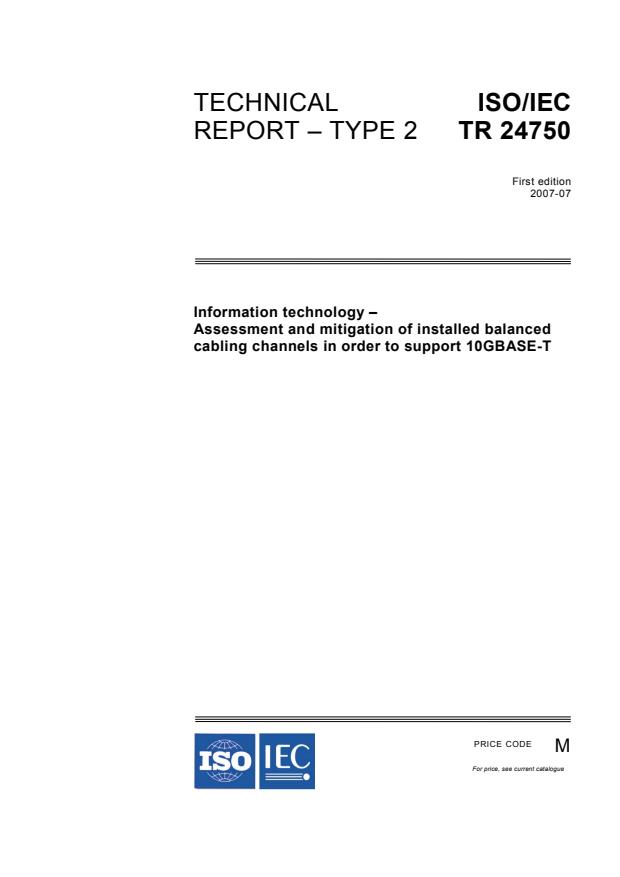 ISO/IEC TR 24750:2007 - Information technology - Assessment and mitigation of installed balanced