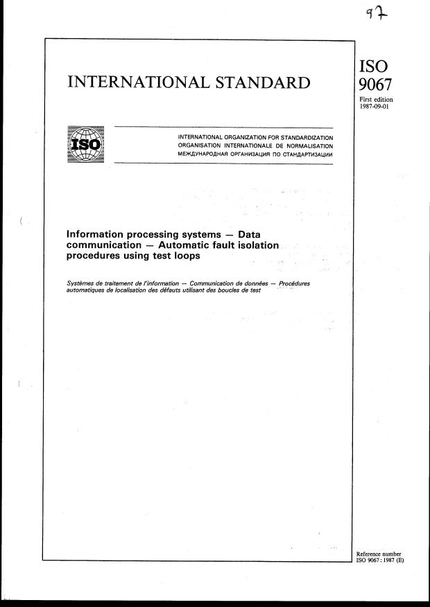 ISO 9067:1987 - Information processing systems — Data communication ...