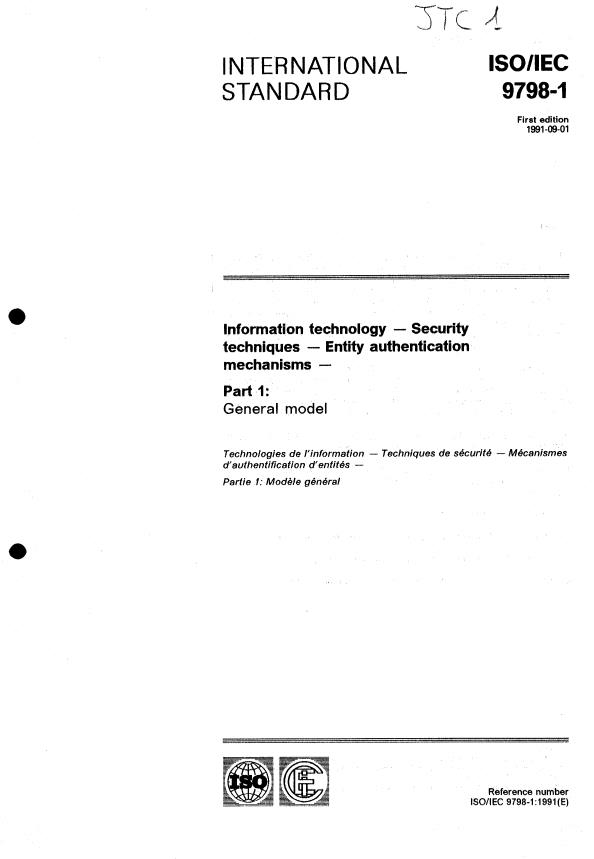 ISO/IEC 9798-1:1991 - Information technology — Security techniques — Entity authentication