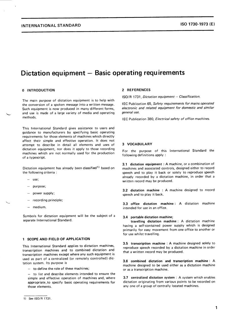 ISO 1730:1973 - Title missing - Legacy paper document