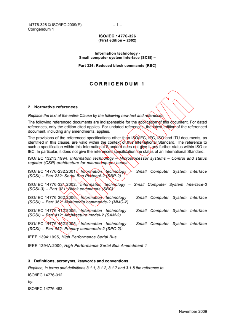 ISO/IEC 14776-326:2002/COR1:2009 - Corrigendum 1 - Information technology - Small computer system