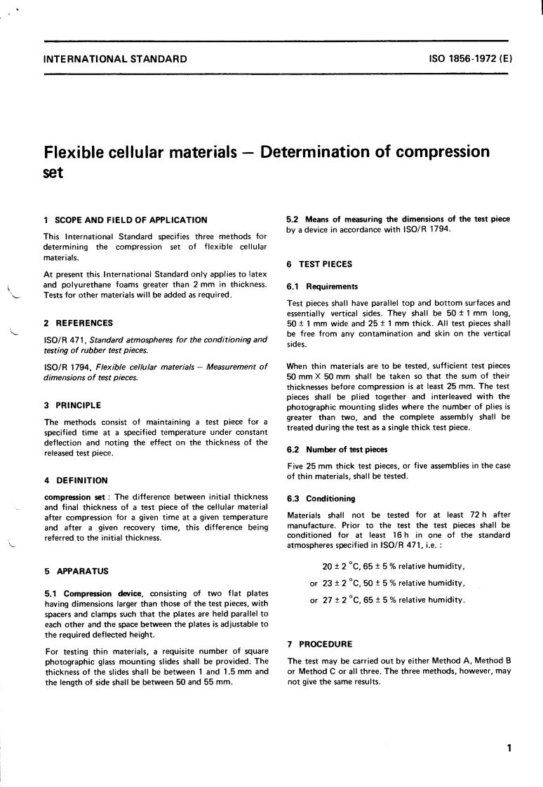 ISO 1856:1972 - Title missing - Legacy paper document