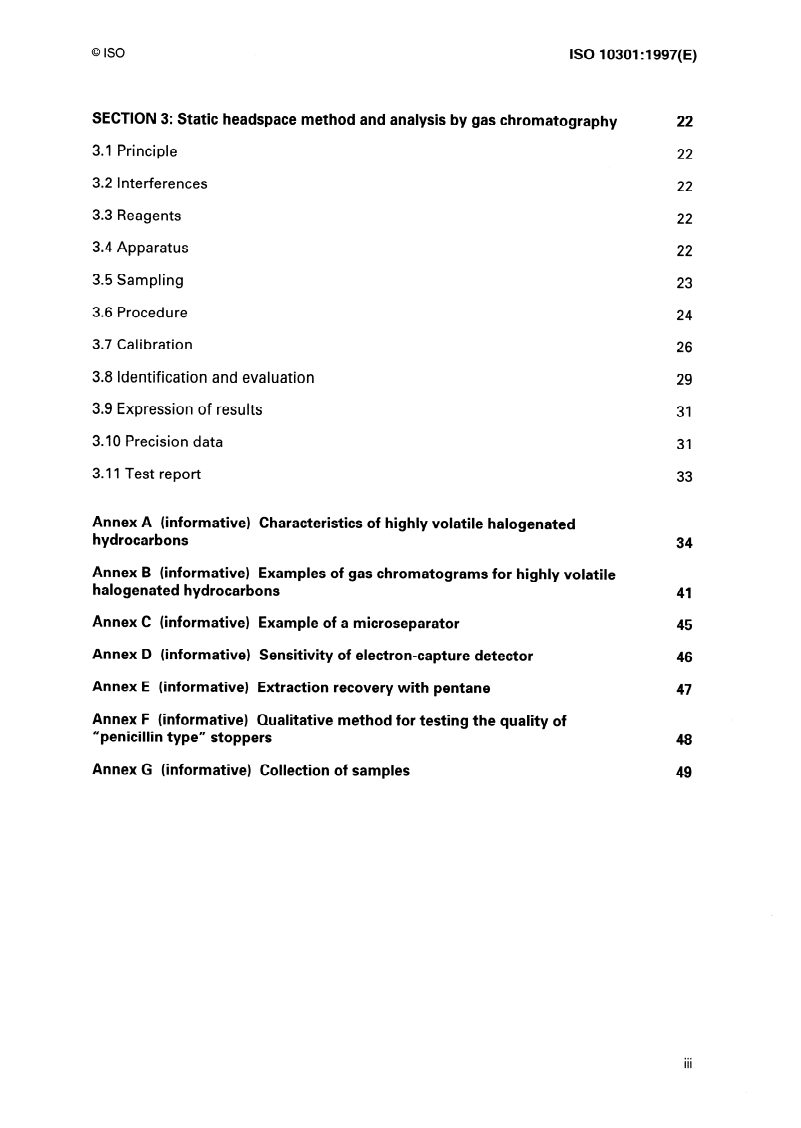 ISO 10301:1997 - Water quality — Determination of highly volatile halogenated hydrocarbons