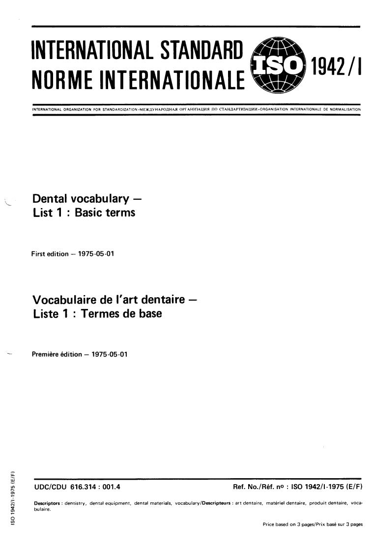 ISO 1942-1:1975 - Title missing - Legacy paper document