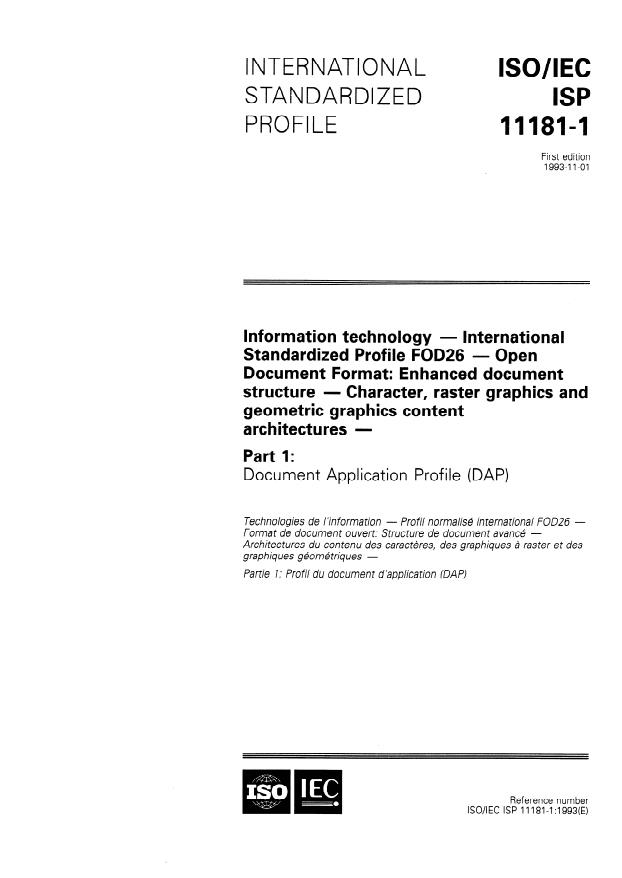 ISO/IEC ISP 11181-1:1993 - Information technology — International Standardized Profile FOD26 — Open