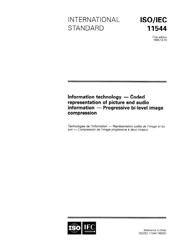 ISO/IEC 11544:1993 - Information technology — Coded representation of picture and audio information
