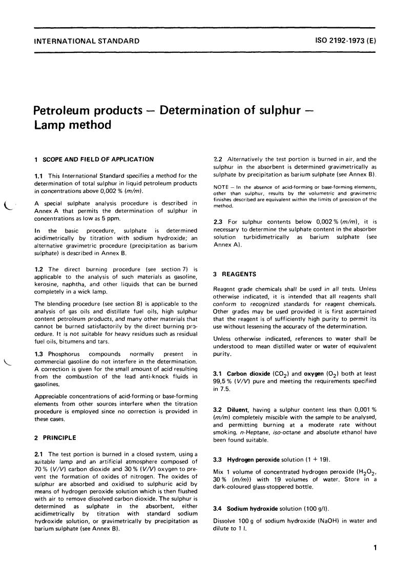 ISO 2192:1973 - Title missing - Legacy paper document