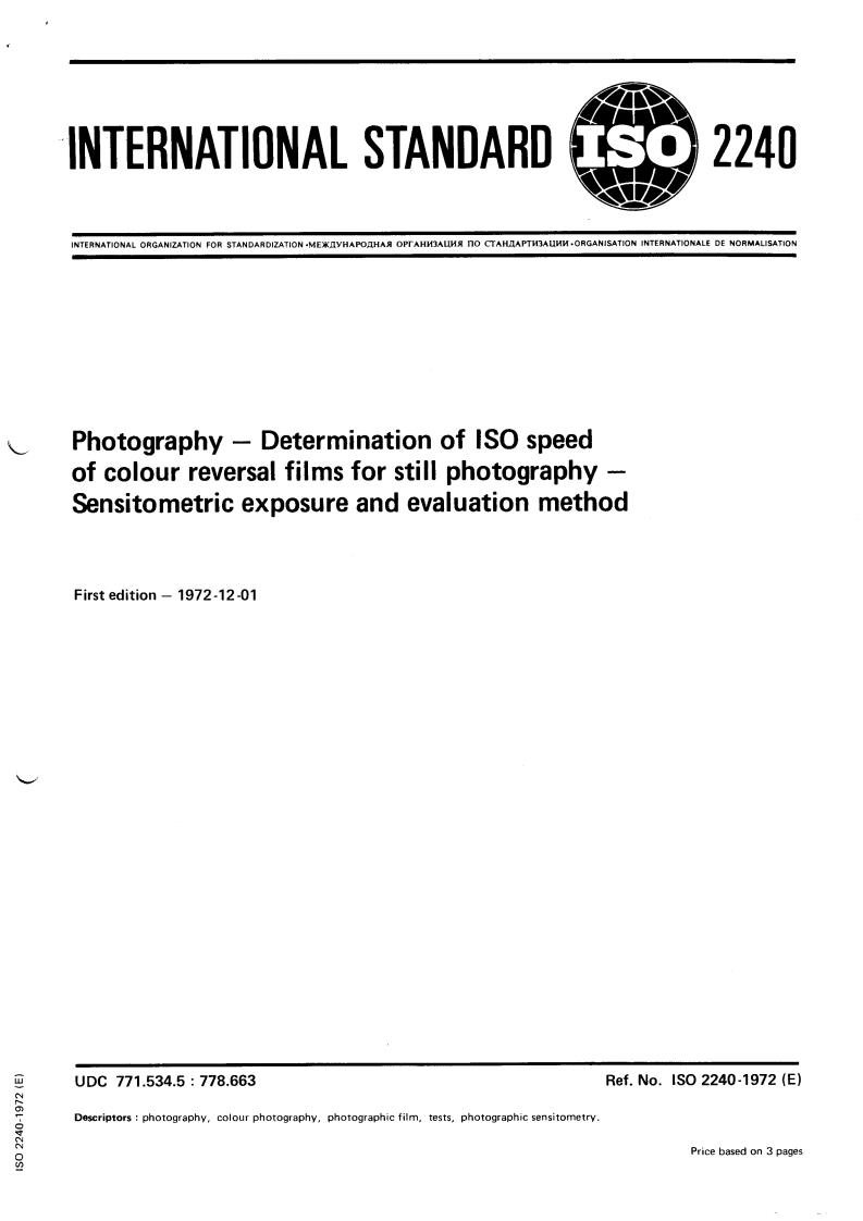 ISO 2240:1972 - Title missing - Legacy paper document