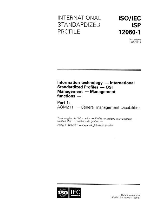 ISO/IEC ISP 12060-1:1995 - Information technology — International Standardized Profiles — OSI