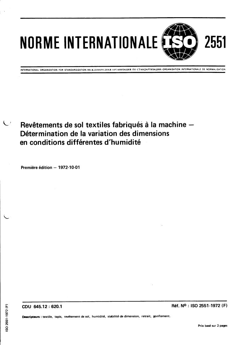 ISO 2551:1972 - Title missing - Legacy paper document