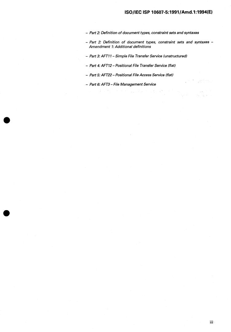 ISO/IEC ISP 10607-5:1991/Amd 1:1994 - Information technology — International Standardized Profiles