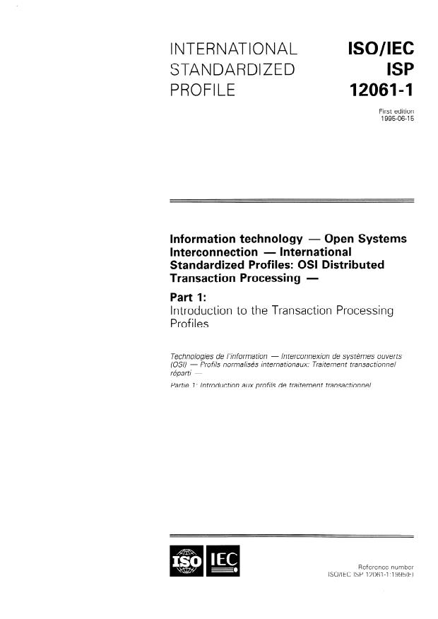 ISO/IEC ISP 12061-1:1995 - Information technology — Open Systems Interconnection — International