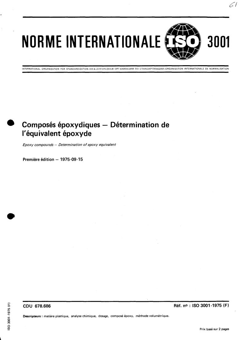 ISO 3001:1975 - Title missing - Legacy paper document