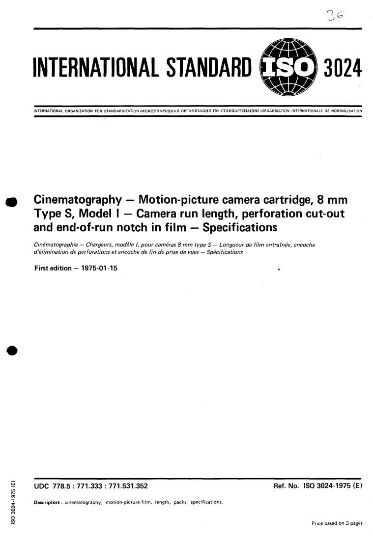 ISO 3024:1975 - Title missing - Legacy paper document