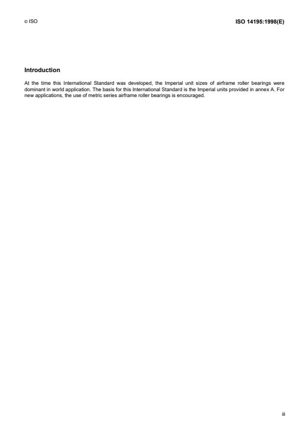 ISO 14195:1998 - Aerospace — Airframe spherical roller bearings, double row, self-aligning, sealed,