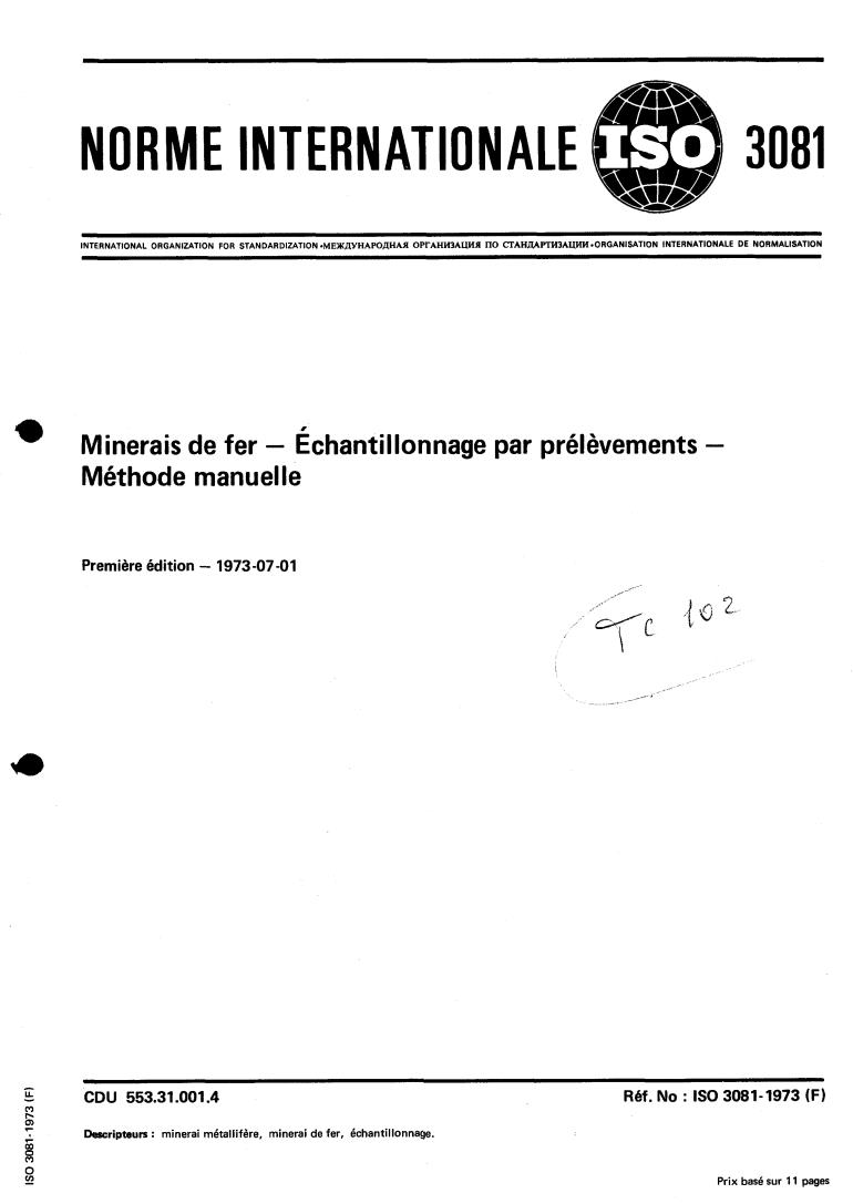ISO 3081:1973 - Title missing - Legacy paper document