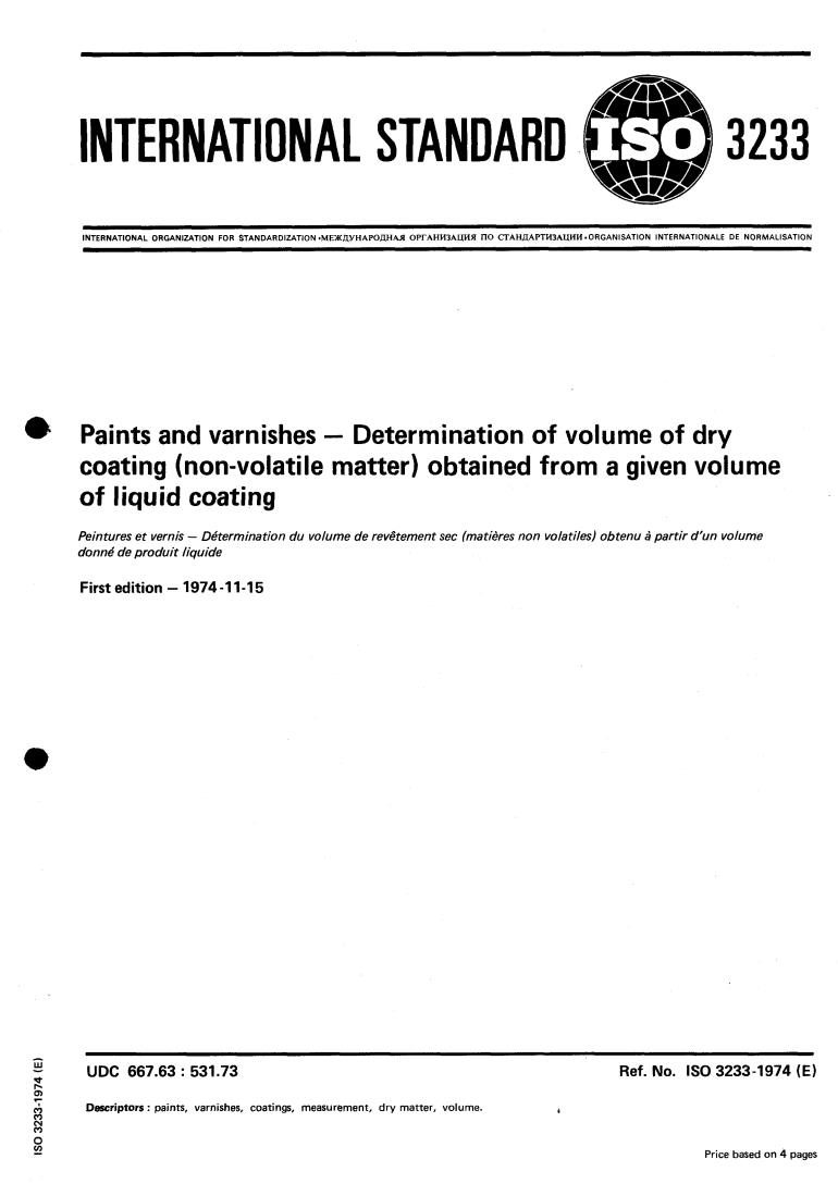 ISO 3233:1974 - Title missing - Legacy paper document