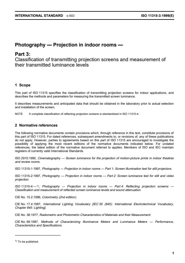 ISO 11315-3:1999 - Photography — Projection in indoor rooms — Part 3 ...