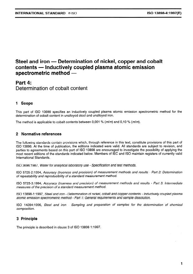 ISO 13898-4:1997 - Steel and iron — Determination of nickel, copper and ...