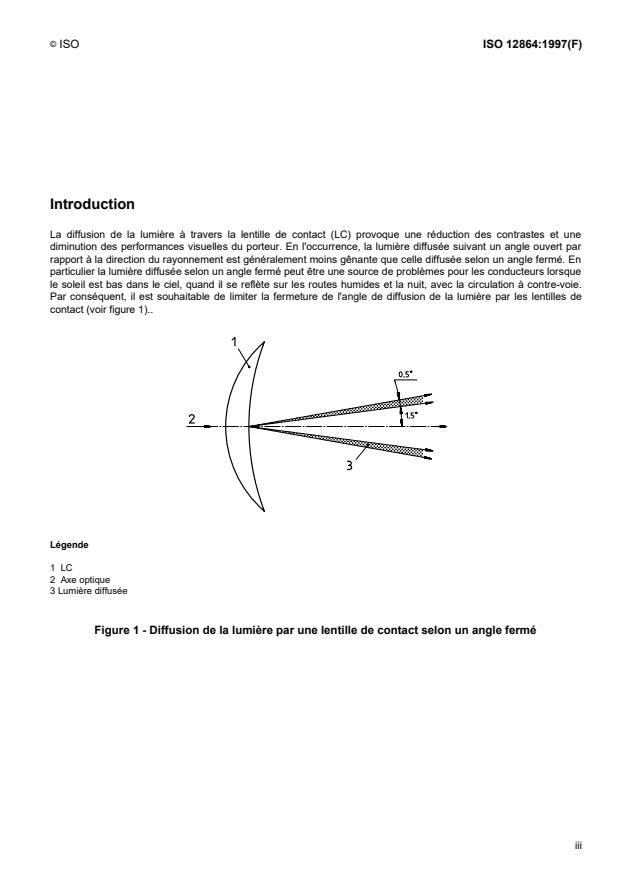 ISO 12864:1997 - Ophthalmic optics -- Contact lenses -- Determination of scattered light