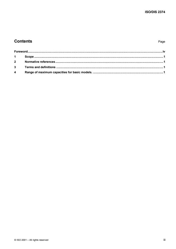 ISO/DIS 2374 - Cranes -- Range of maximum capacities for basic models