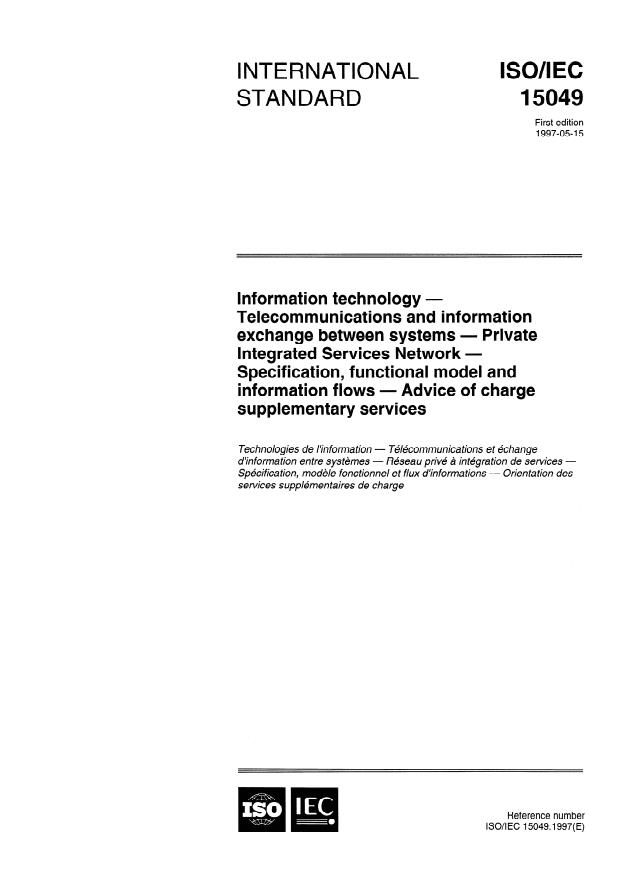 ISO/IEC 15049:1997 - Information technology — Telecommunications and information exchange between