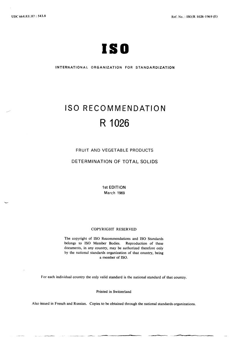 ISO/R 1026:1969 - Title missing - Legacy paper document