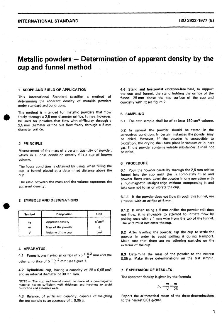 ISO 3923:1977 - Title missing - Legacy paper document