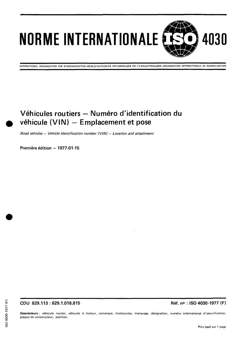 ISO 4030:1977 - Title missing - Legacy paper document