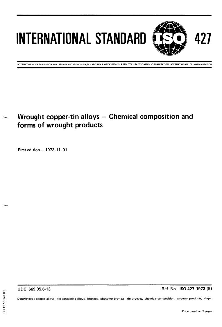 ISO 427:1973 - Title missing - Legacy paper document