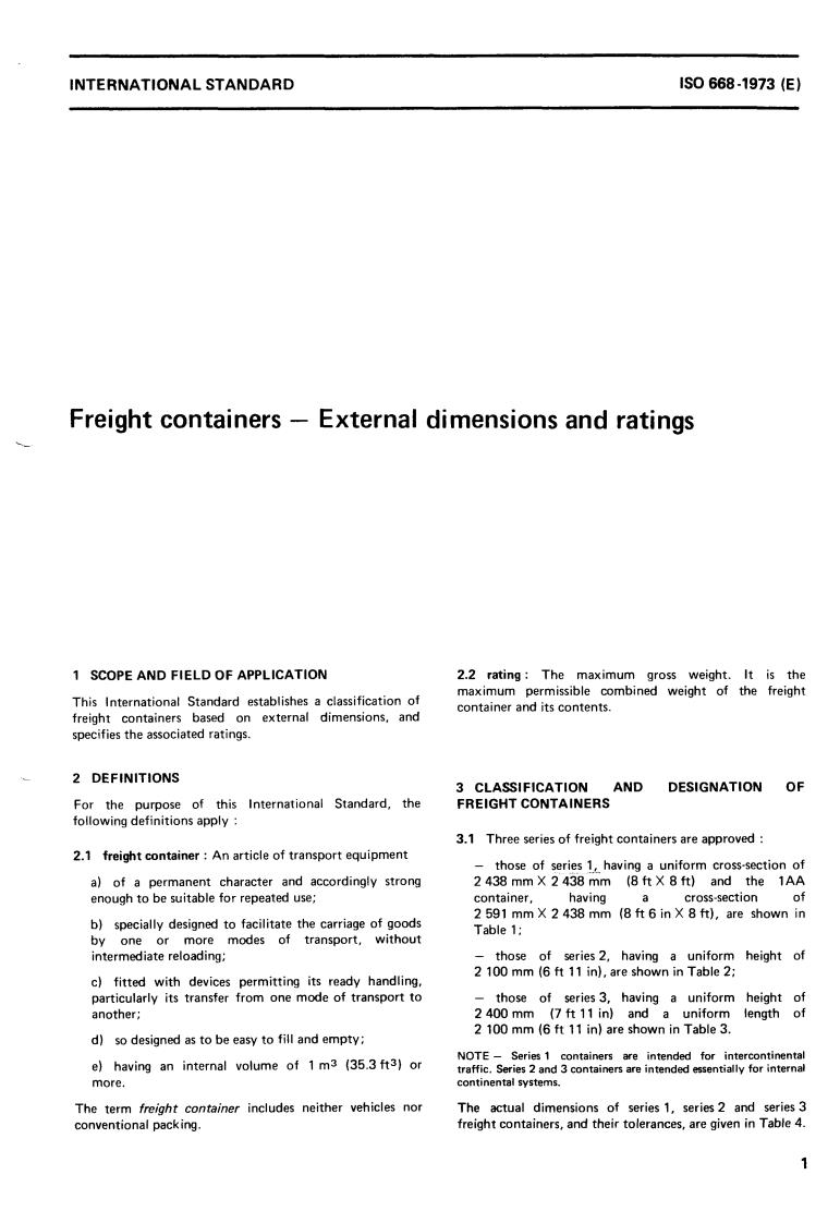 ISO 668:1973 - Title missing - Legacy paper document